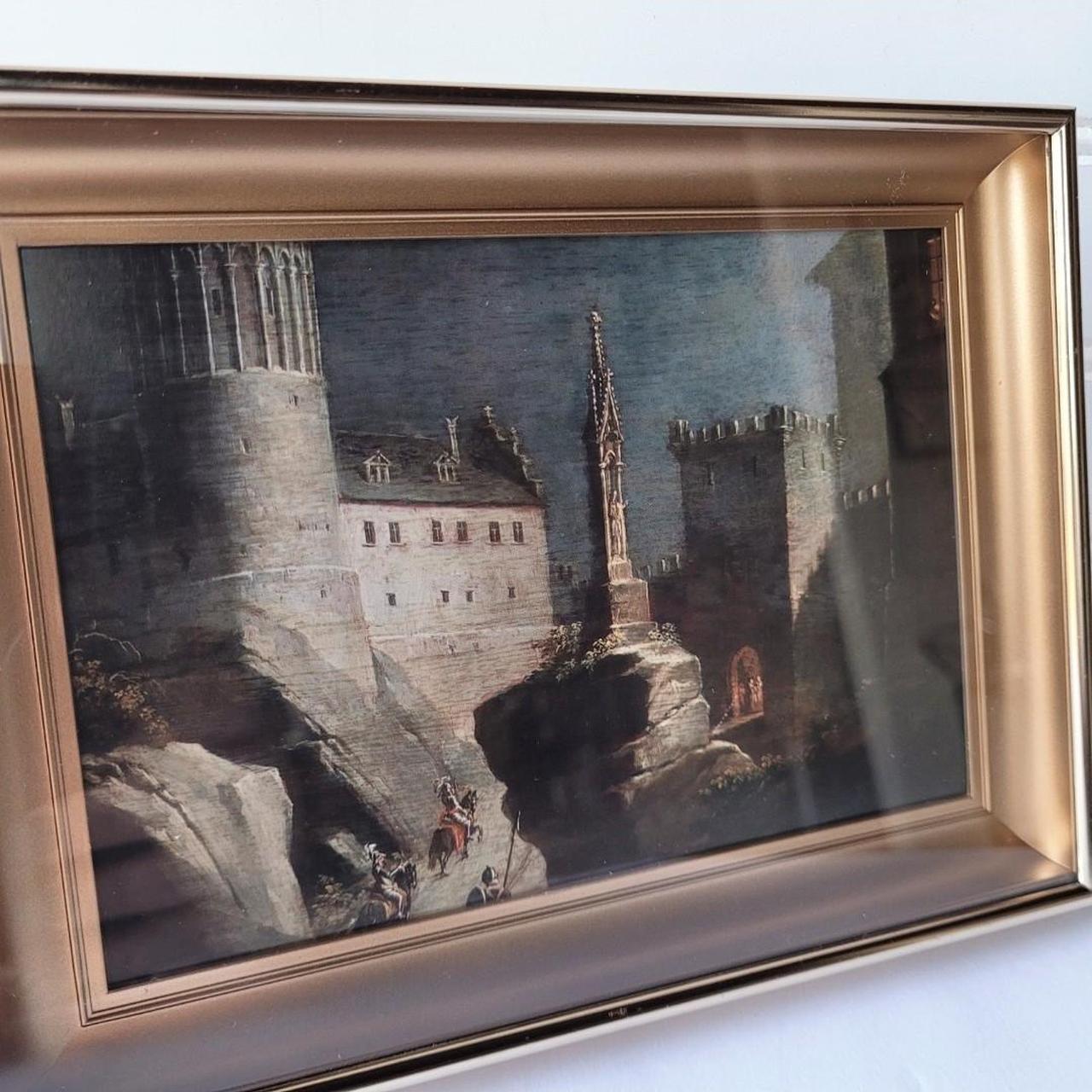 Vintage brass frame with print of Ludwig Kohl art.... - Depop