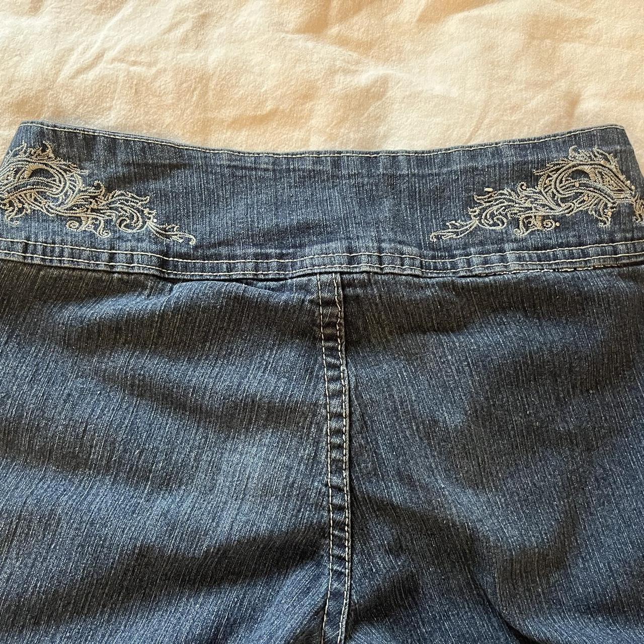 Y2K low rise embroidered detail jeans🍒 Size: 1 (ask... - Depop