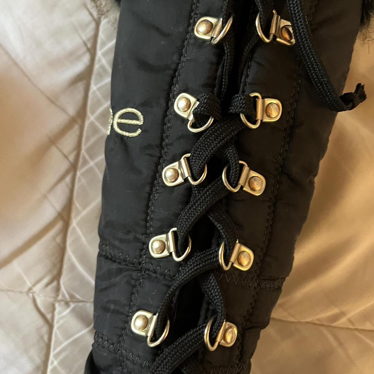 Black and gold lace up Bebe fur winter boots 🖤 I... - Depop
