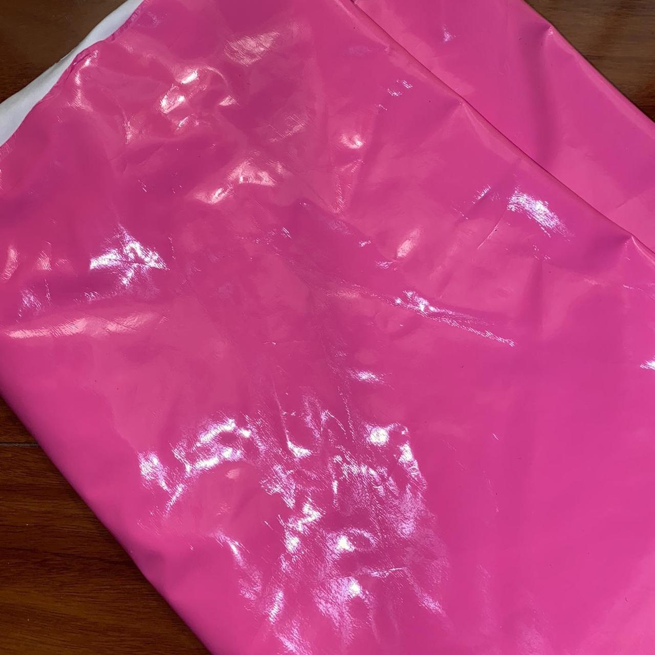pink latex fabric from Etsy with white... - Depop