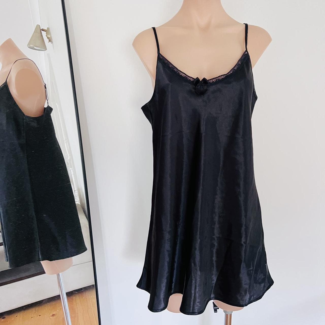 Kelly g vintage nightie Black satin polyester Size... - Depop