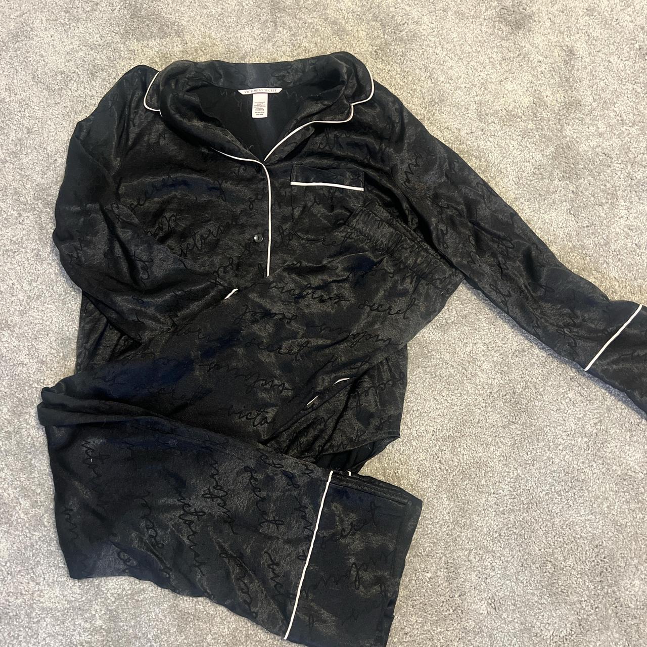 Victoria’s Secret Long Sleeve Black Pajama Set - Depop