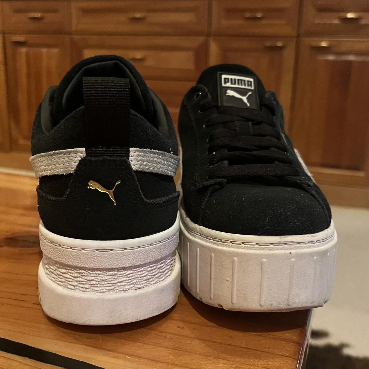 Black and White Puma Platform Sneakers Size 39 / US... - Depop