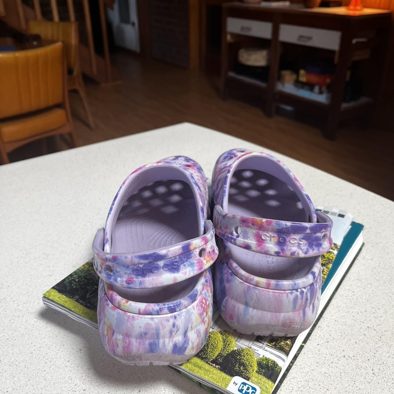 Pastel tie-dye Crocs. Australian size 6 - Depop