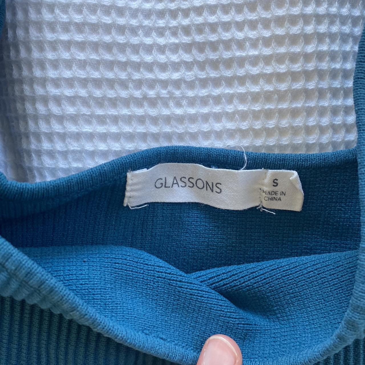 flattering blue glassons top - Depop
