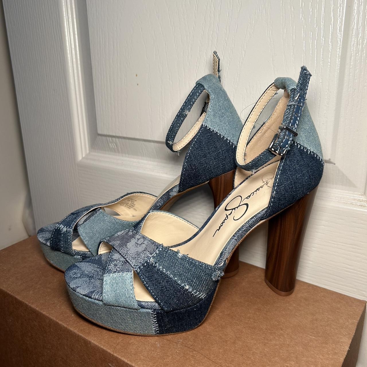 Jessica Simpson Denim Platform Heel Size 6 Brand... - Depop
