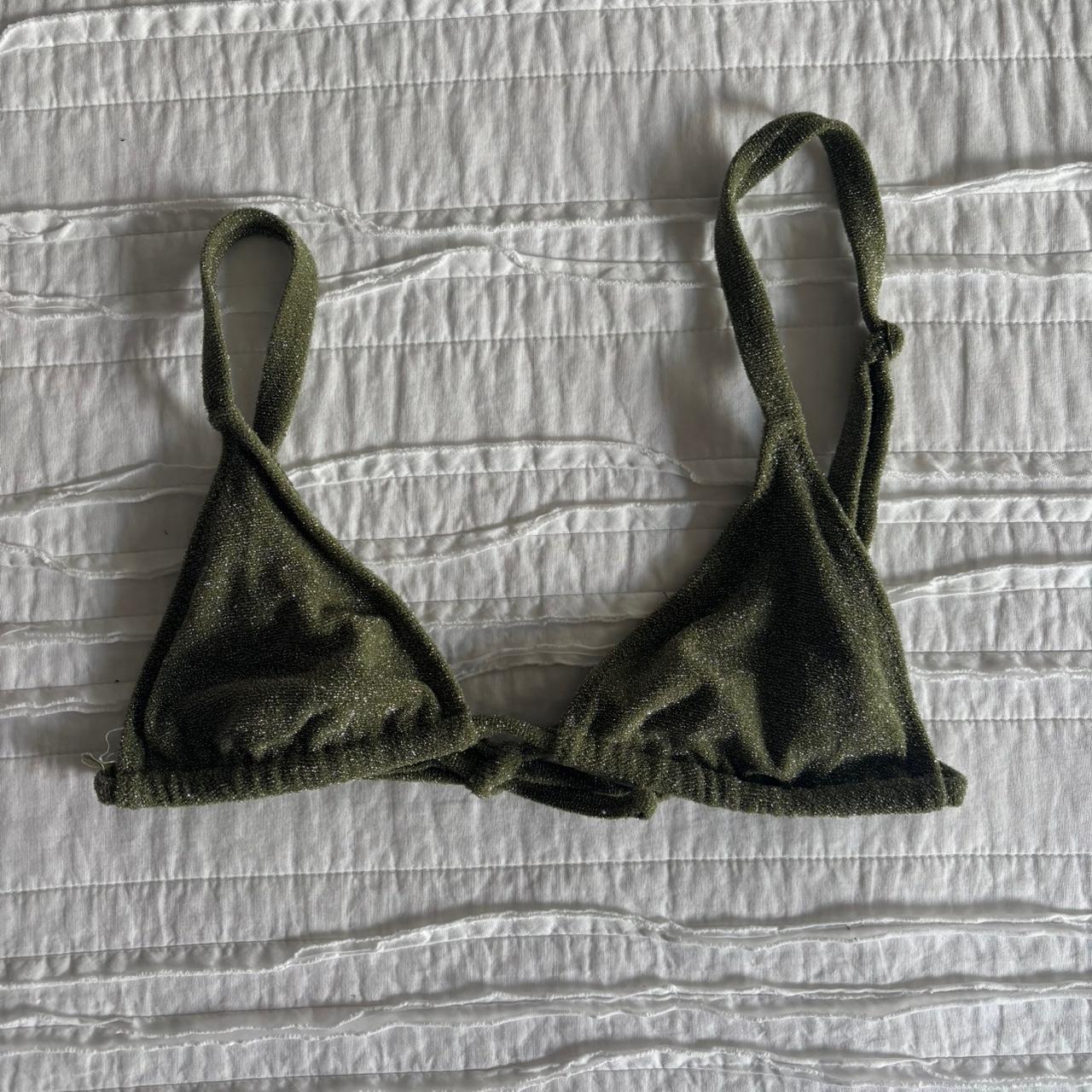 Pacsun glitter green triangle bikini top! Color is... | Depop