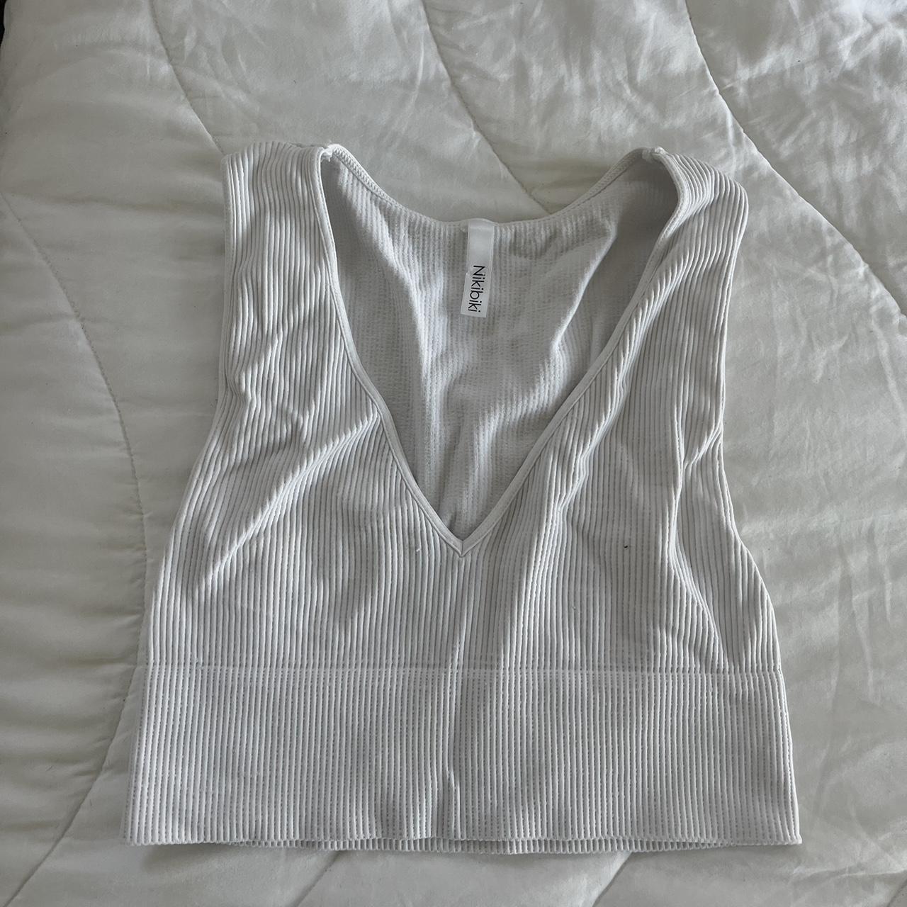 Nikibiki cropped size small white top! Could be worn... - Depop