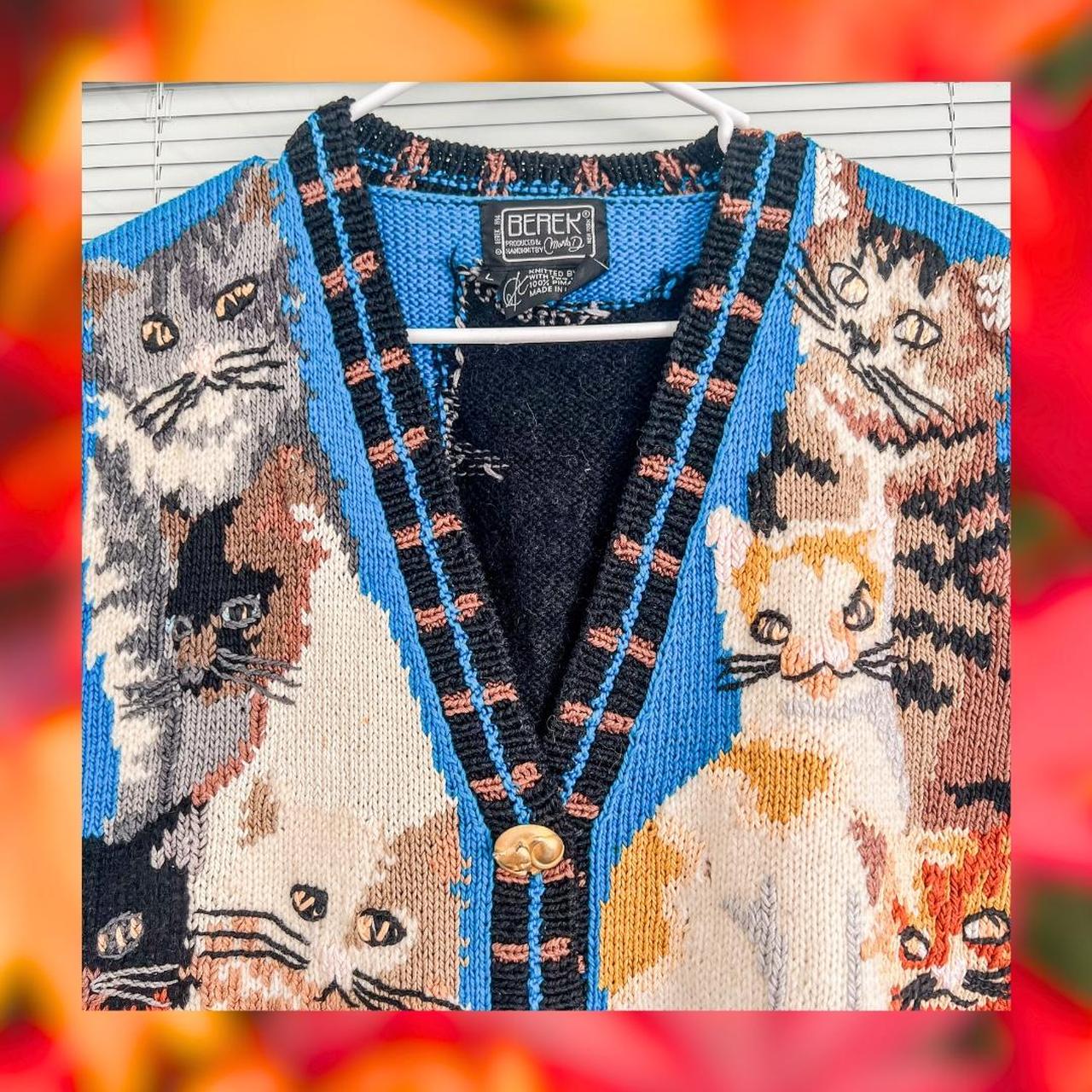Vintage Cat Sweater Vest ⚡️ Hand-Knit ⚡️ Berek Marta D... - Depop