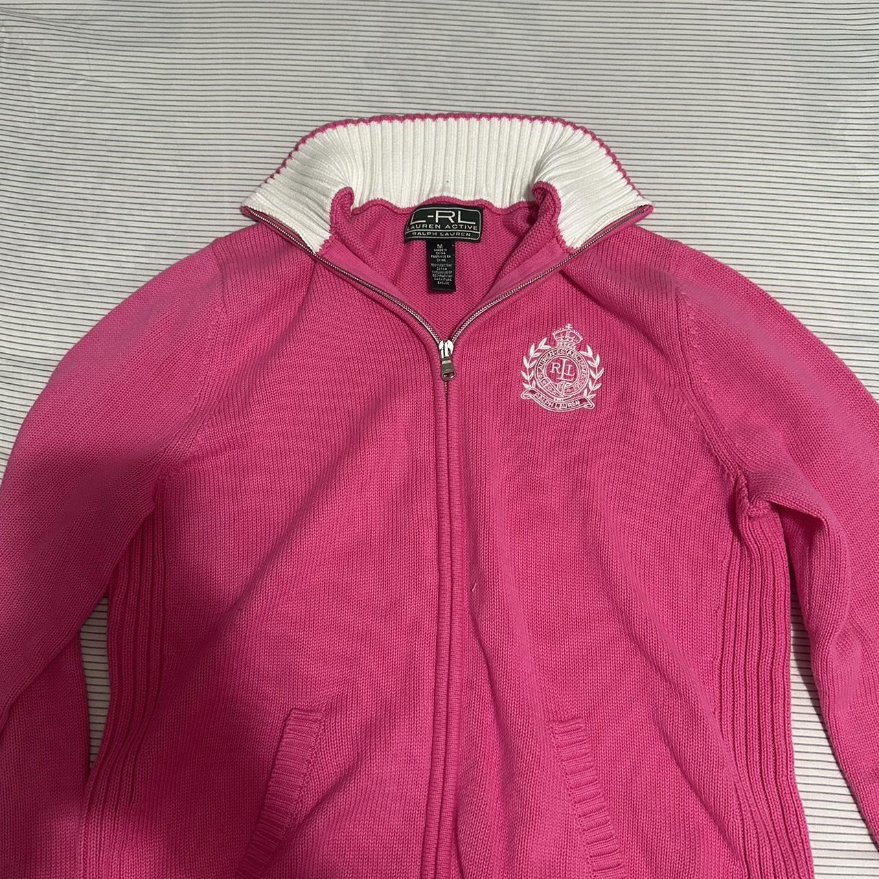 Vintage Polo Hot Pink zip up size medium super cute... - Depop