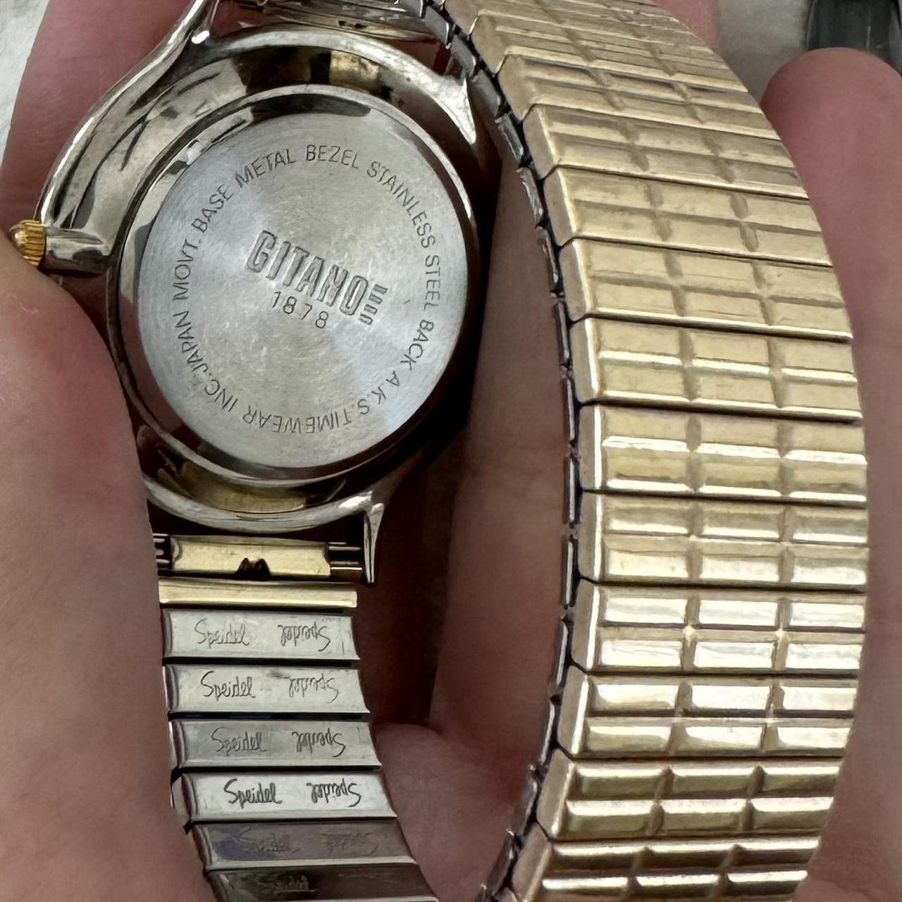 Vintage Gitano-Speidel Gold tone watch with abalone... - Depop