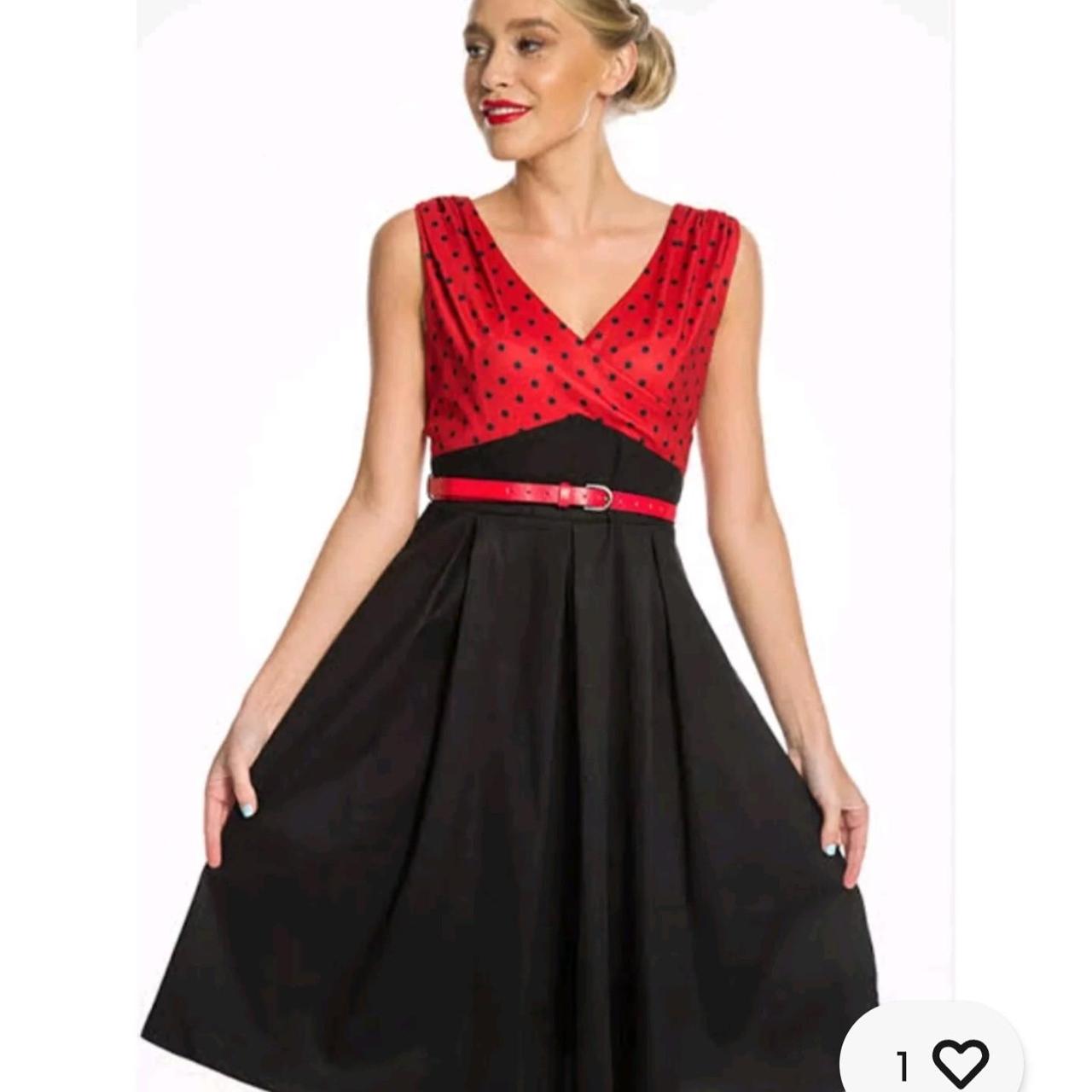 LINDY BOP VALERIE POLKA DOT PLEATED MIDI DRESS SIZE... | Depop
