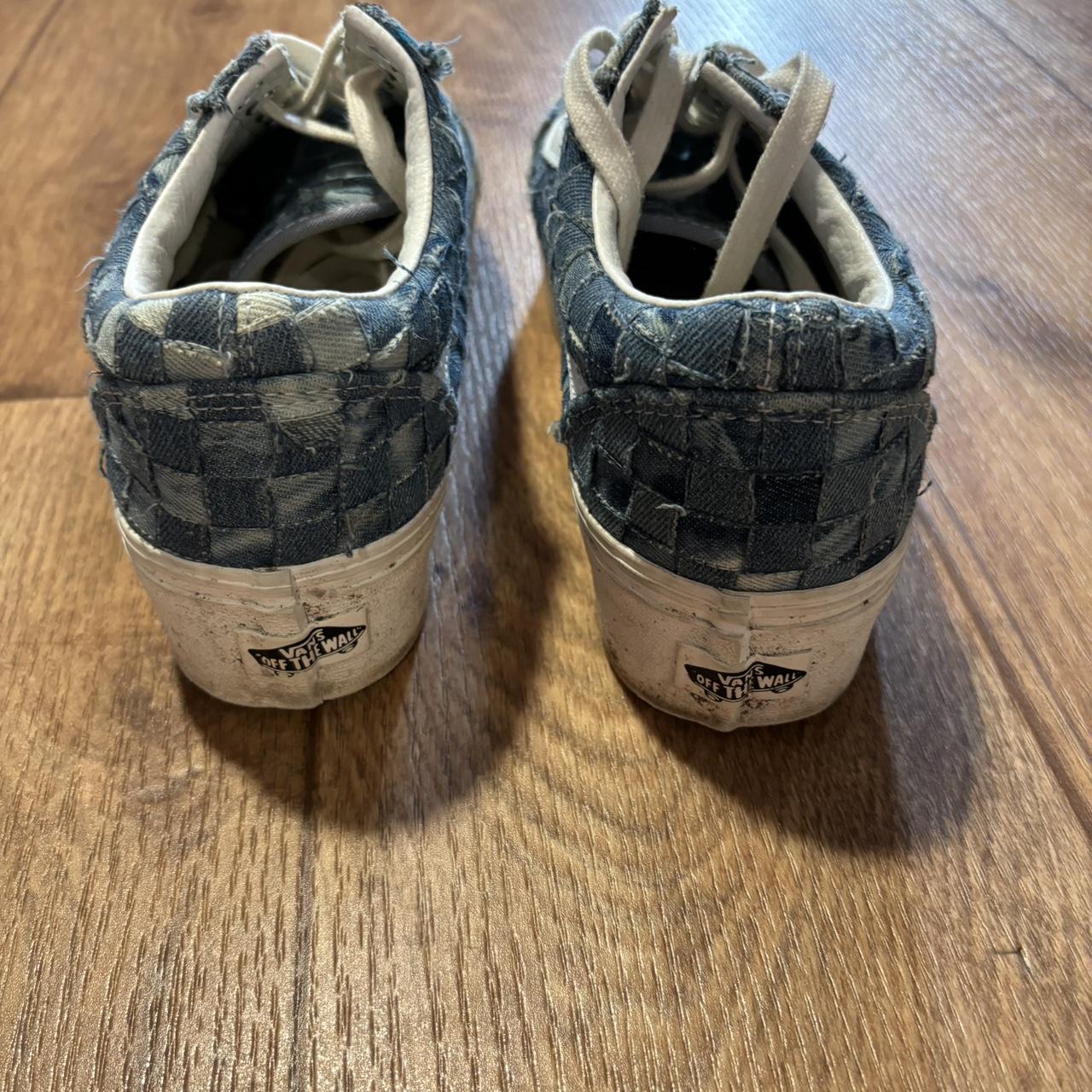 Vans platform denim checkered trainers Size... - Depop