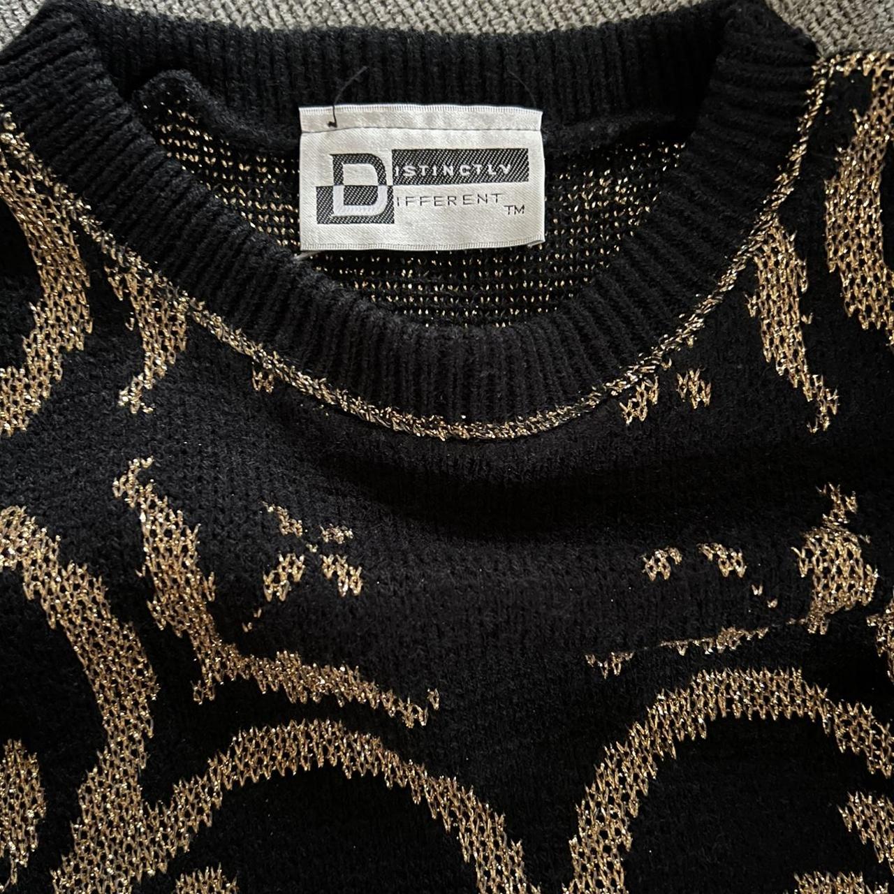 American Vintage Women's Black and Gold Jumper | Depop
