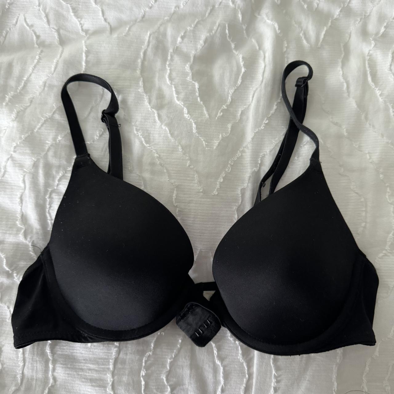 victoria secret pink bra black size 32a slight push up - Depop