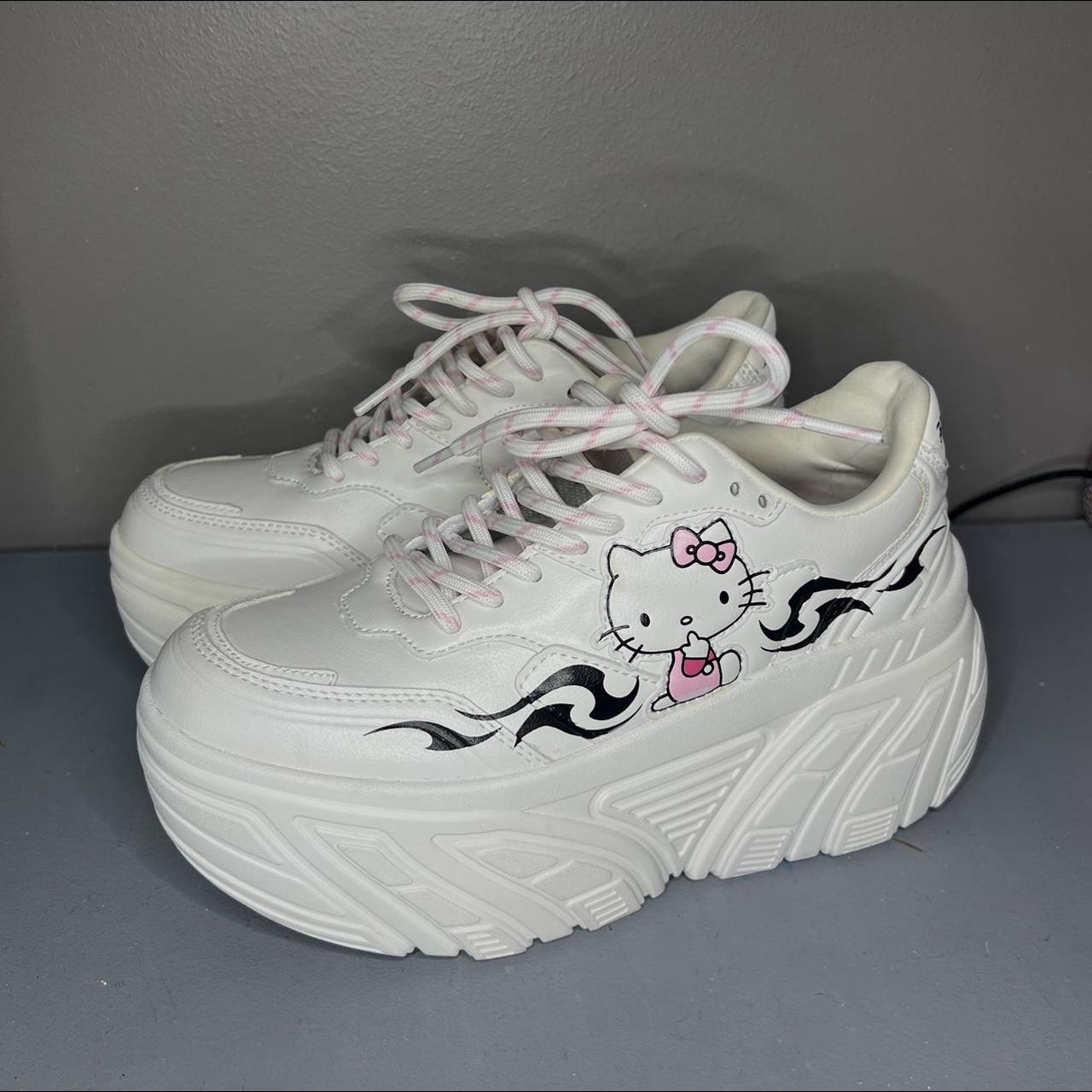 White platform chunky hello kitty shoes !! These r... - Depop
