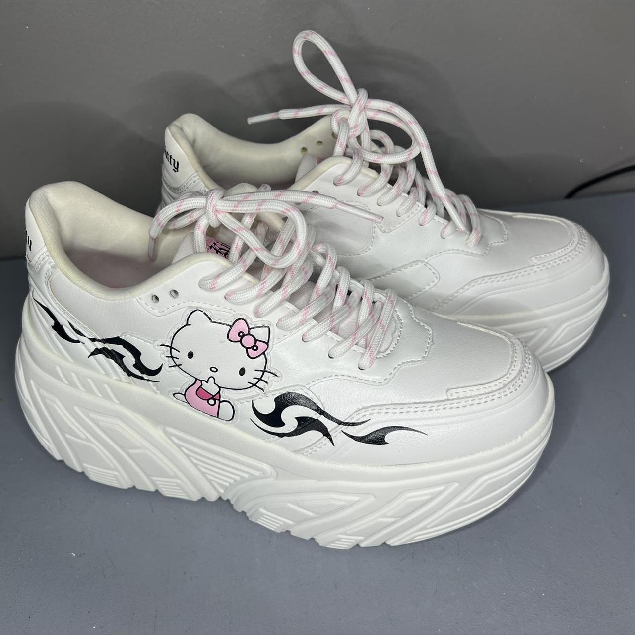 White platform chunky hello kitty shoes !! These r... - Depop