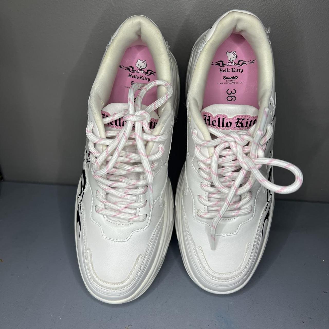White platform chunky hello kitty shoes !! These r... - Depop