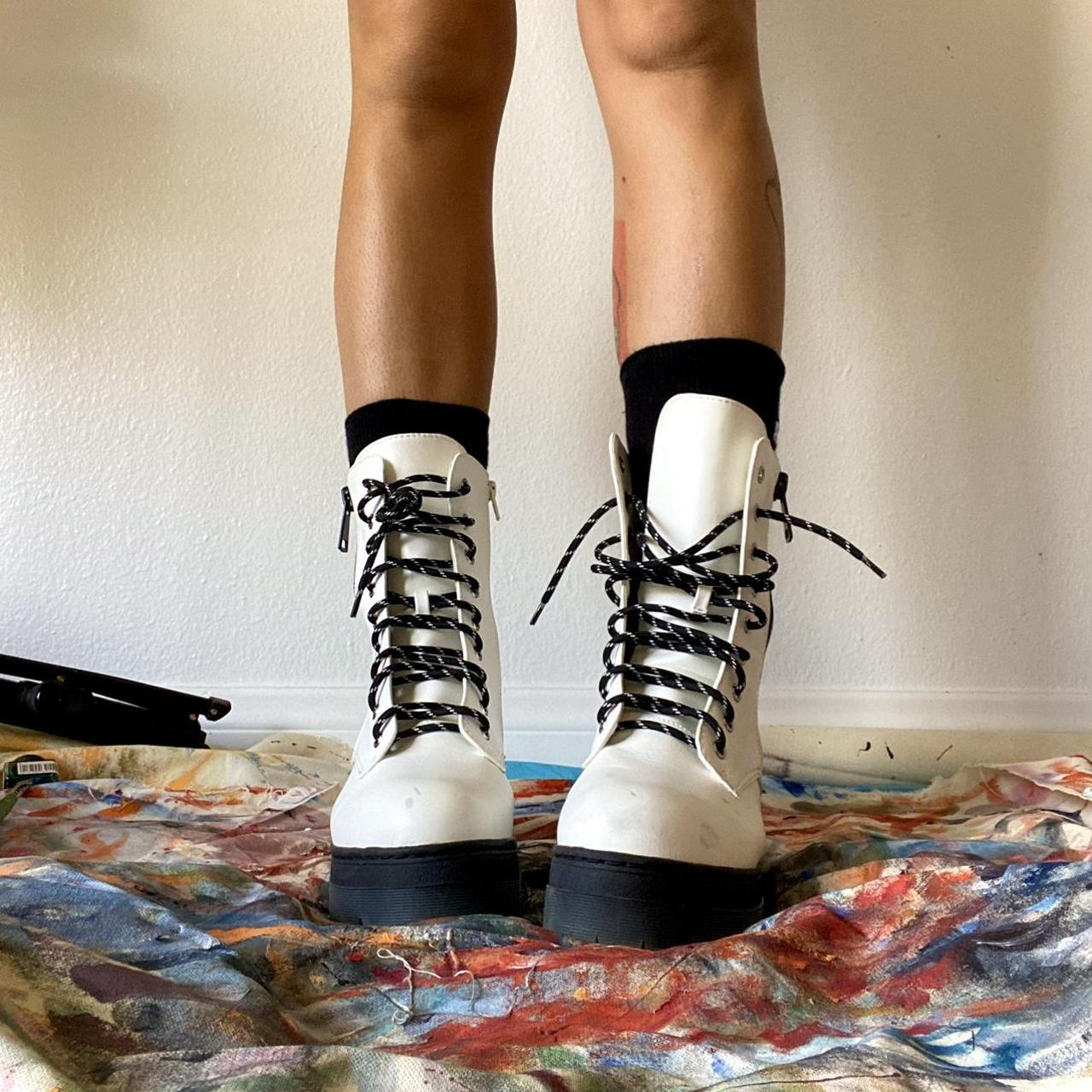 MIA- White Lace Up Rave Boots Free next day... - Depop