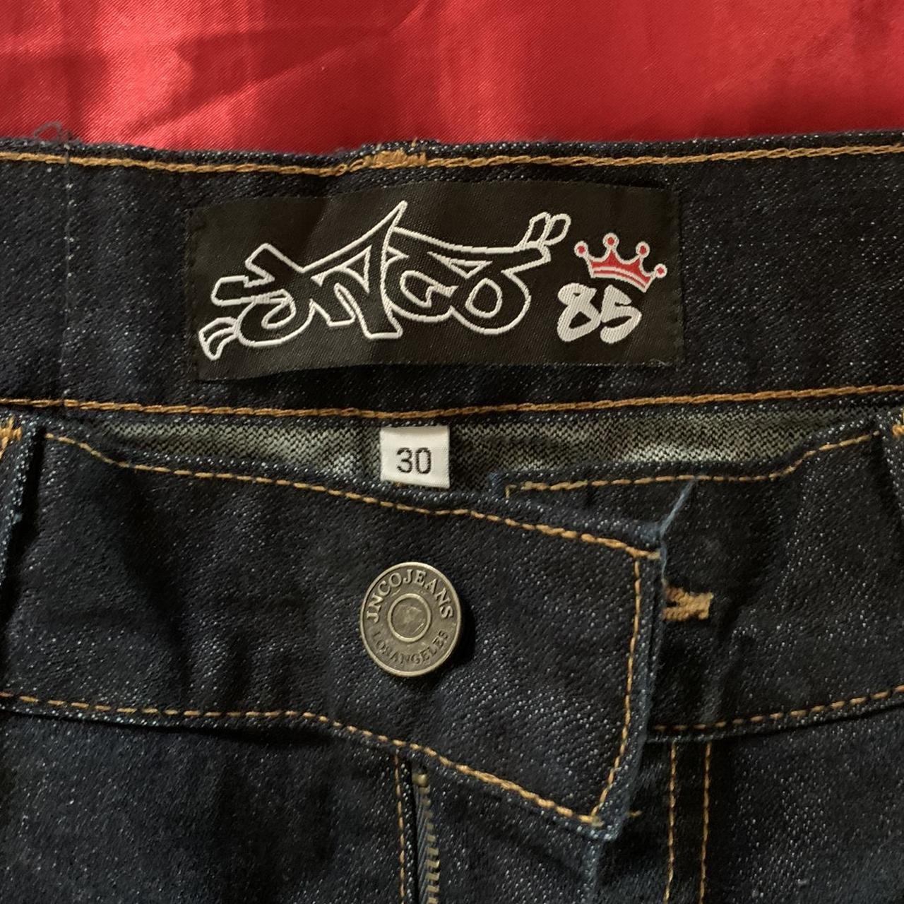 90’s jnco, dark wash, wide-leg jeans. Literally worn... - Depop