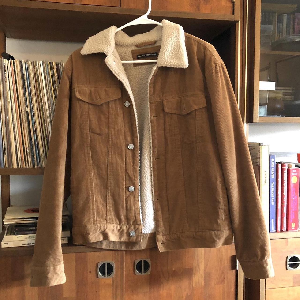 Brandy Melville Women's Cream and Brown Jacket | Depop