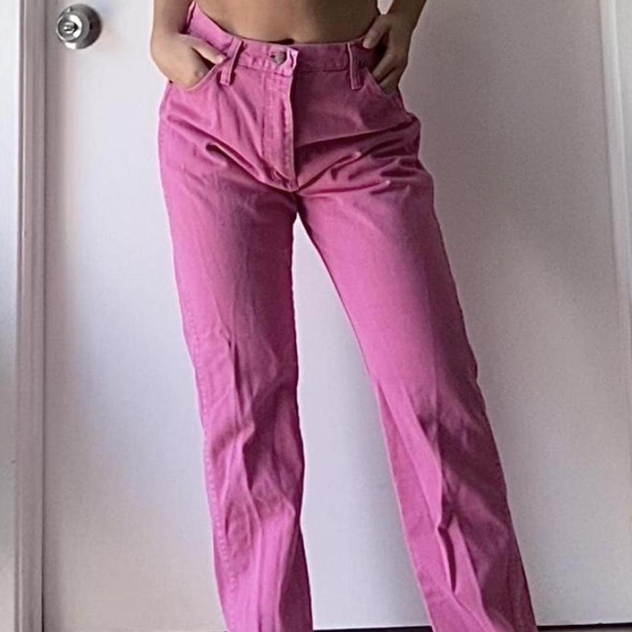 HOT PINK WRANGLER JEANS Barbie pink - Depop