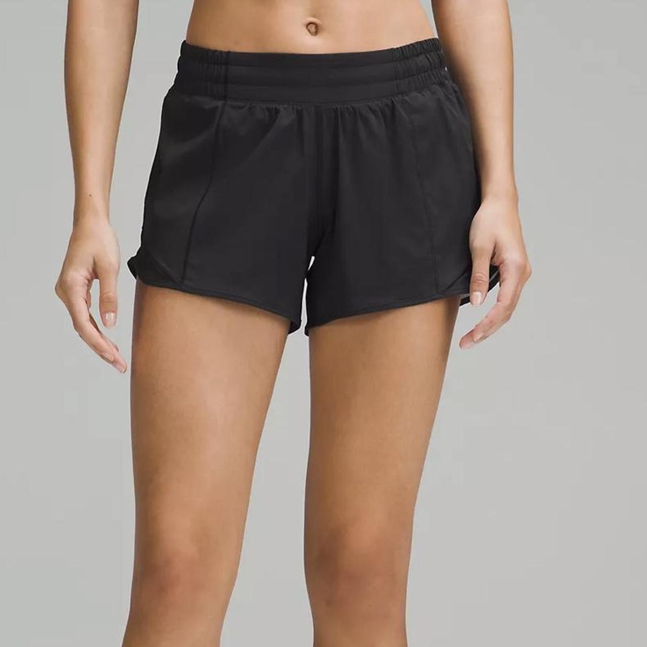 black lululemon 4 inch hotty hot shorts💌 worn... - Depop