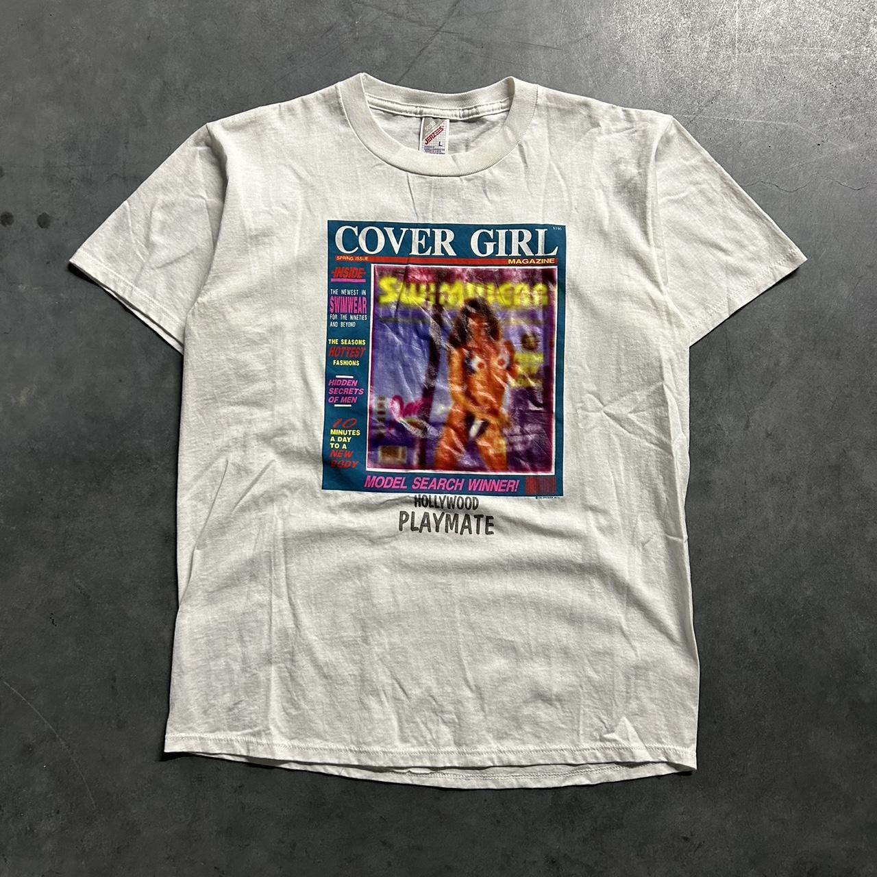 90s cover girl magazine screen printed vintage... - Depop