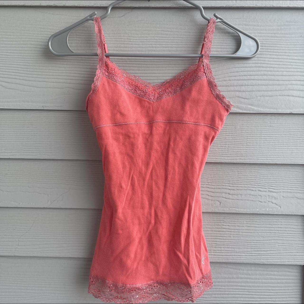 🫶LACE CAMI TOP🫶 Coral lace cami top from Justice... - Depop
