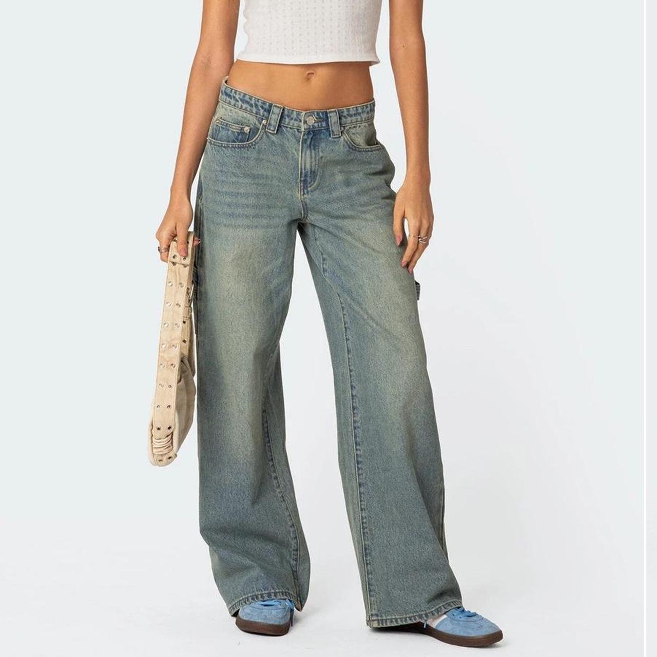 edikted blue wash jean og price -$215 worn once size s - Depop