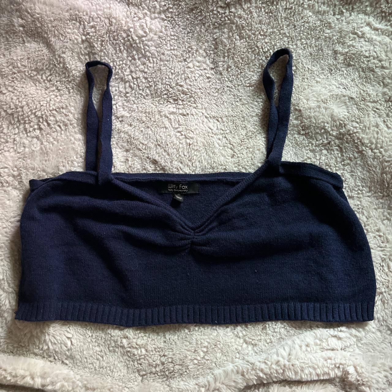 cute navy blue crop top from witty fox💙 -cropped... - Depop