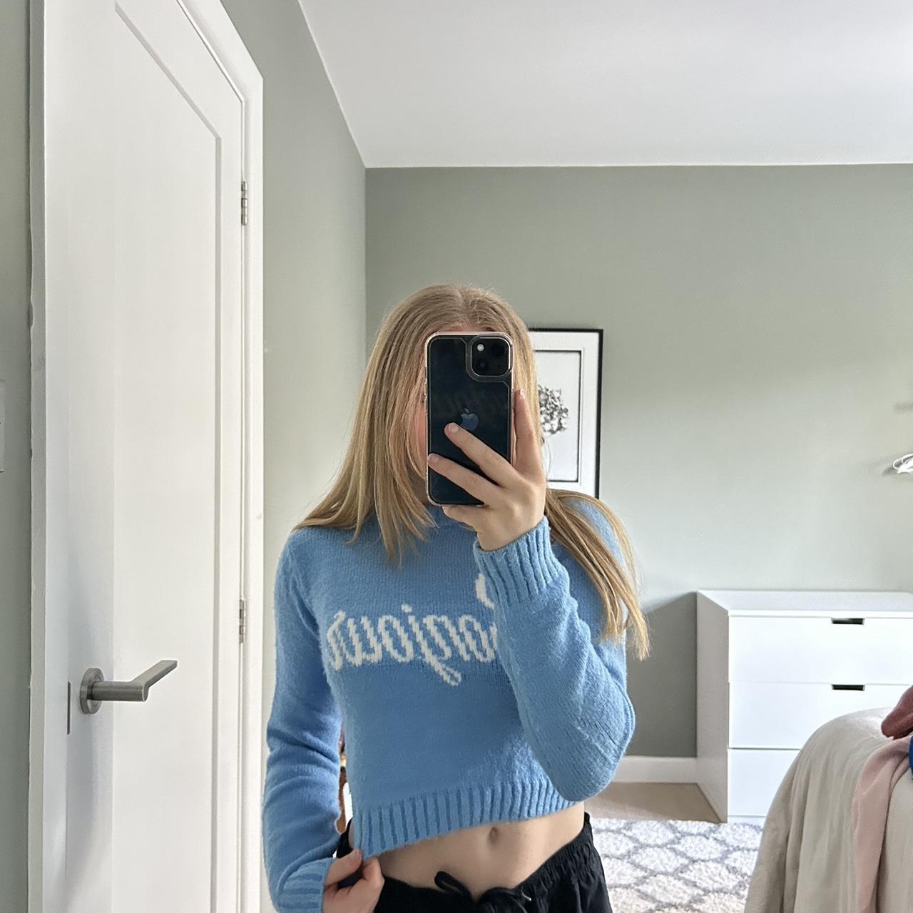 - subdued blue bonjour jumper 💧💧 - size s but would... - Depop