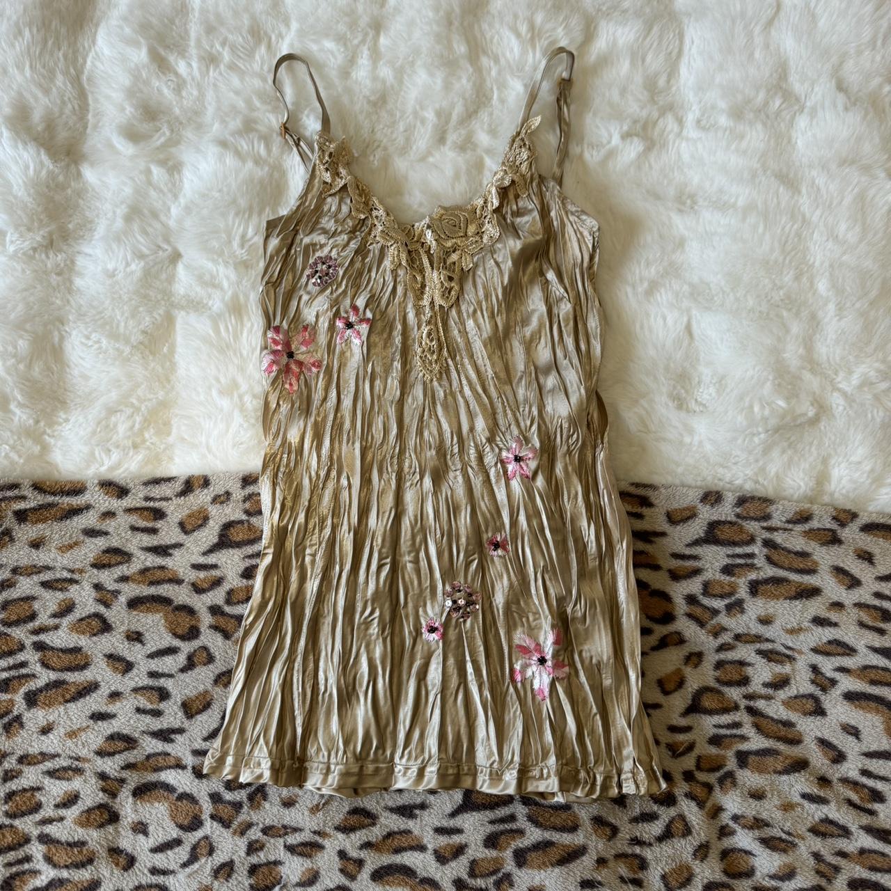 Vintage y2k gold cami top 🤎 Adjustable straps... | Depop