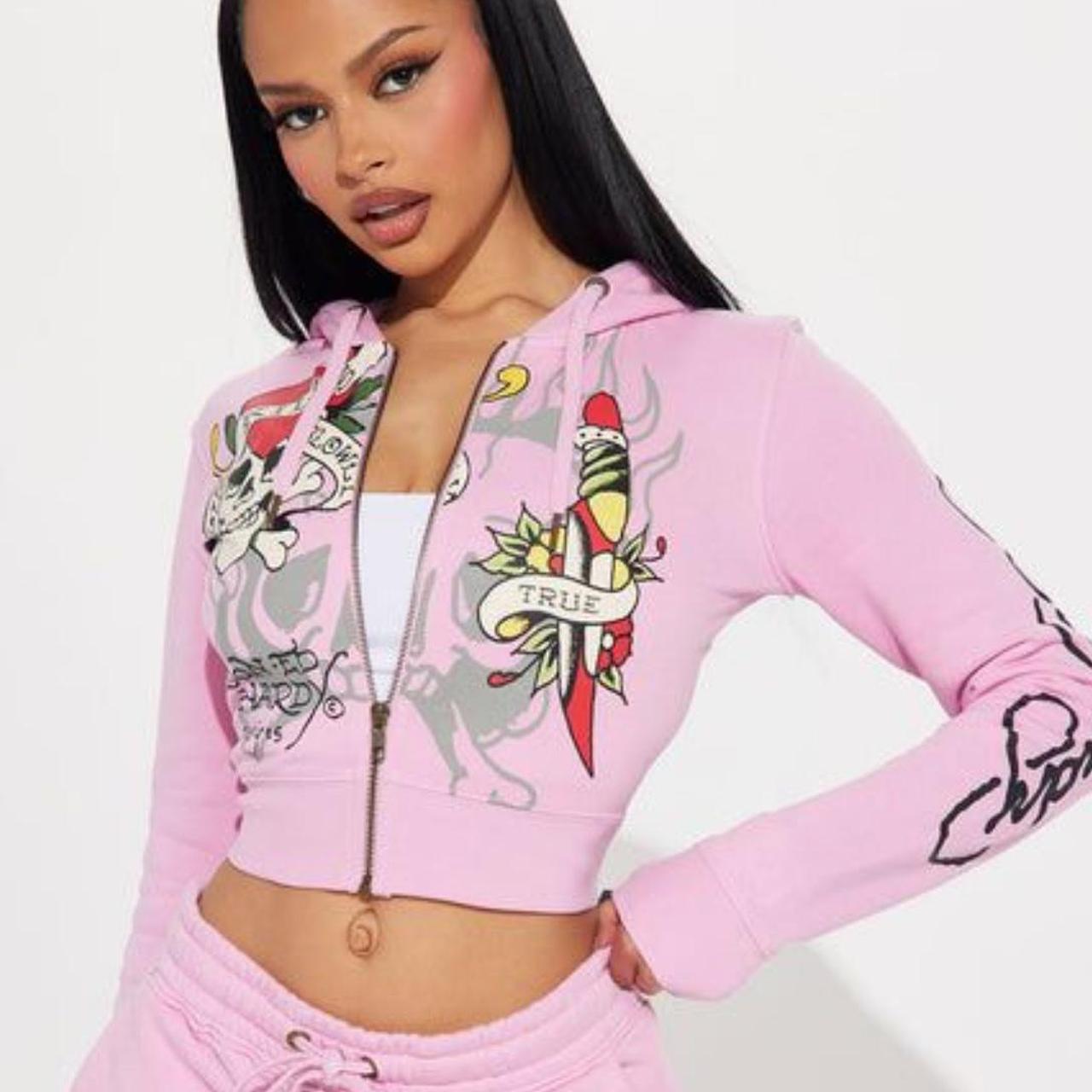 Pink ed hardy hoodie New with tags Perfect... | Depop