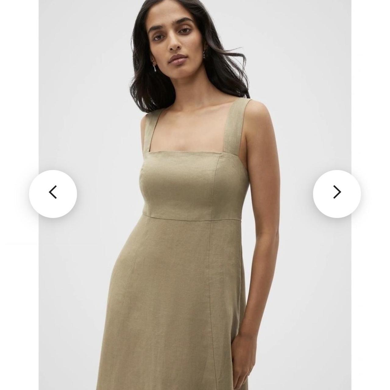 Seed - Linen Square Neck Sun Dress in Rosemary.... | Depop