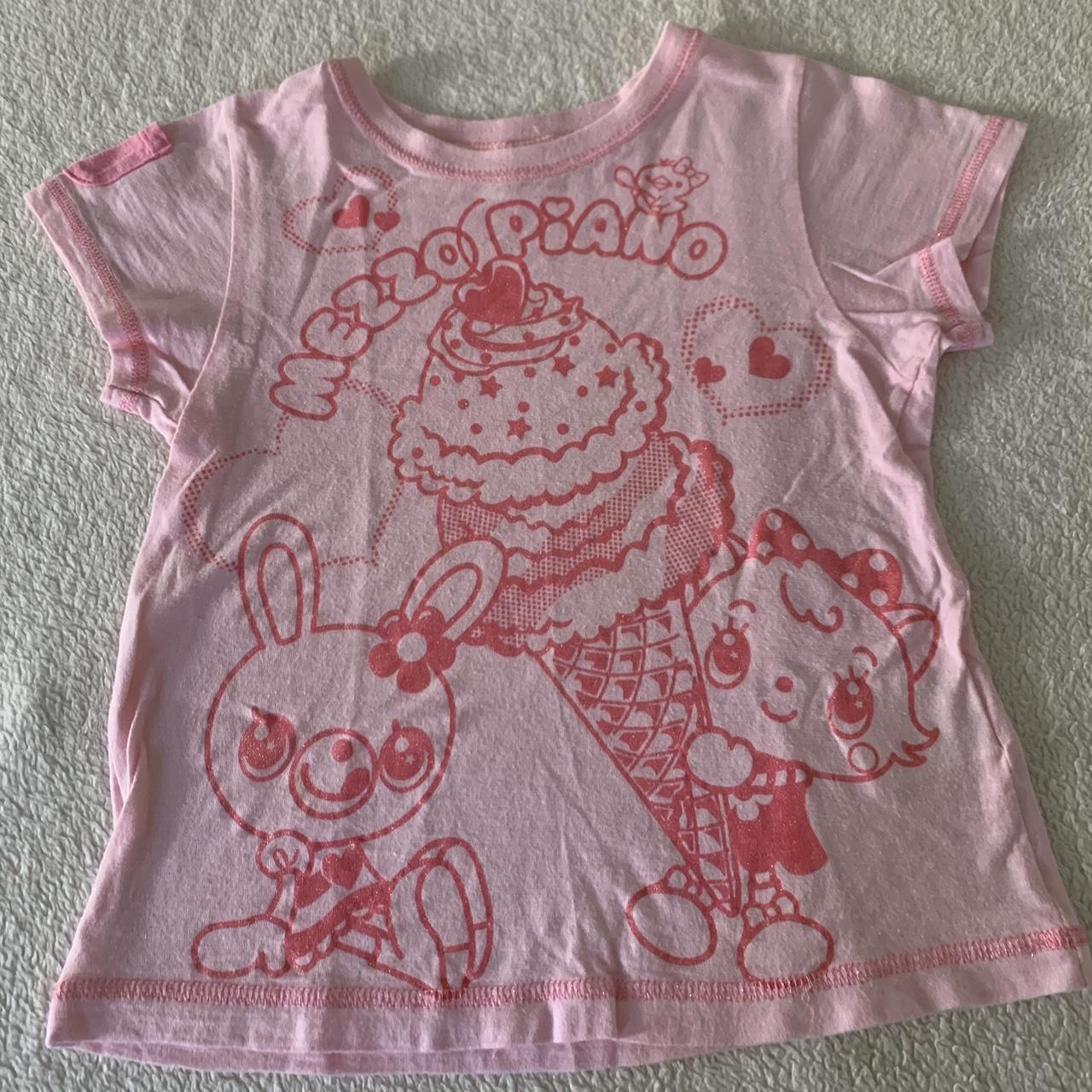 mezzo piano pink ice cream tee with sleeve... - Depop mezzo piano pink ice cream tee with sleeve... - Depop