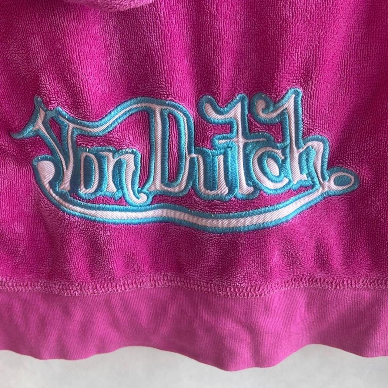 RARE VON DUTCH Pink Zip-Up Embroidered Logo... - Depop