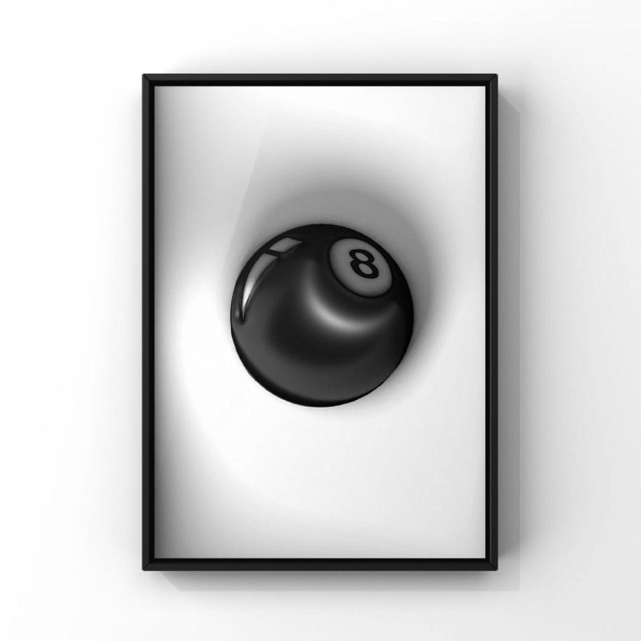 3d 8 ball poster £glossy print £11 for a4/a3... - Depop