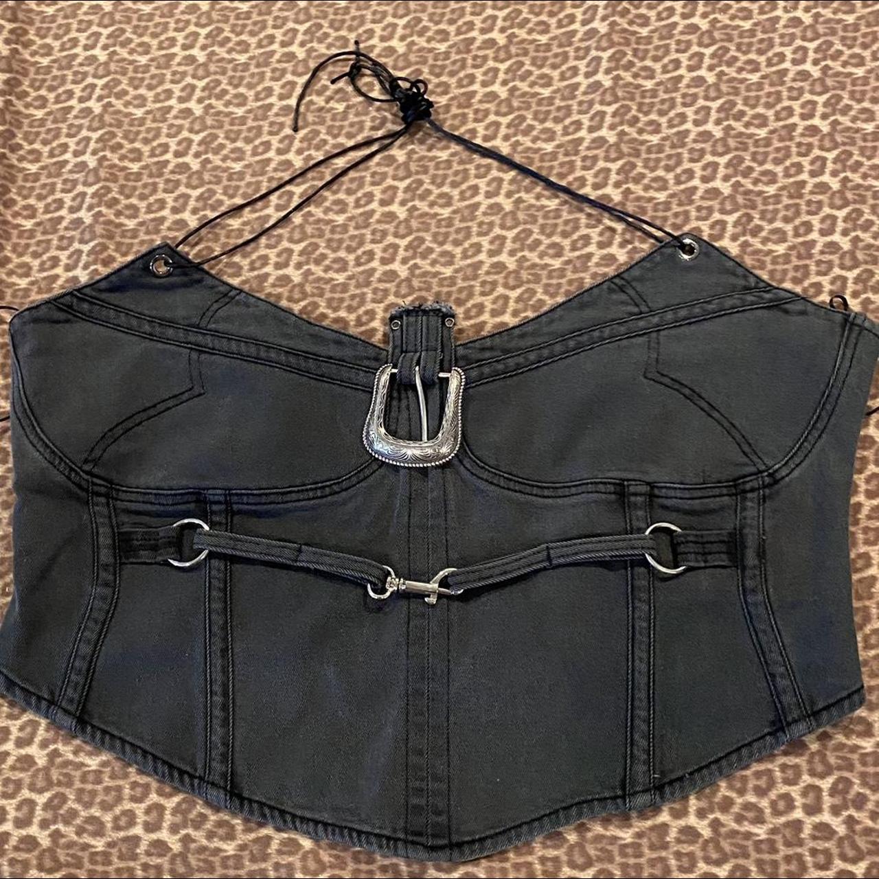 finesse dark gray buckle crop top never worn ⚠️ pls... - Depop