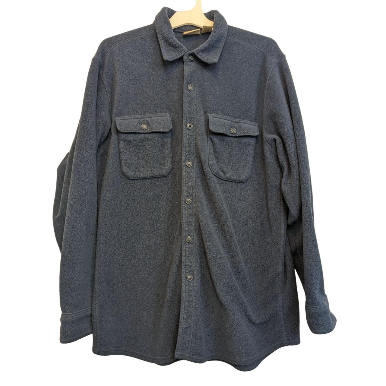 L.L. BEAN Button Up Fleece Shirt Jacket Blue Mens... - Depop