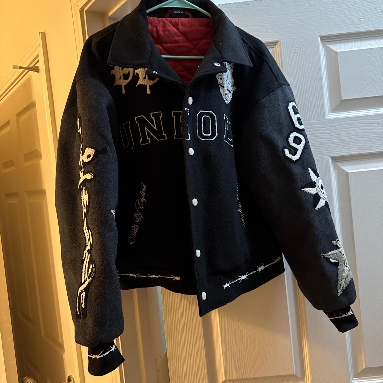 Unholy drop dead varsity jacket -size... | Depop