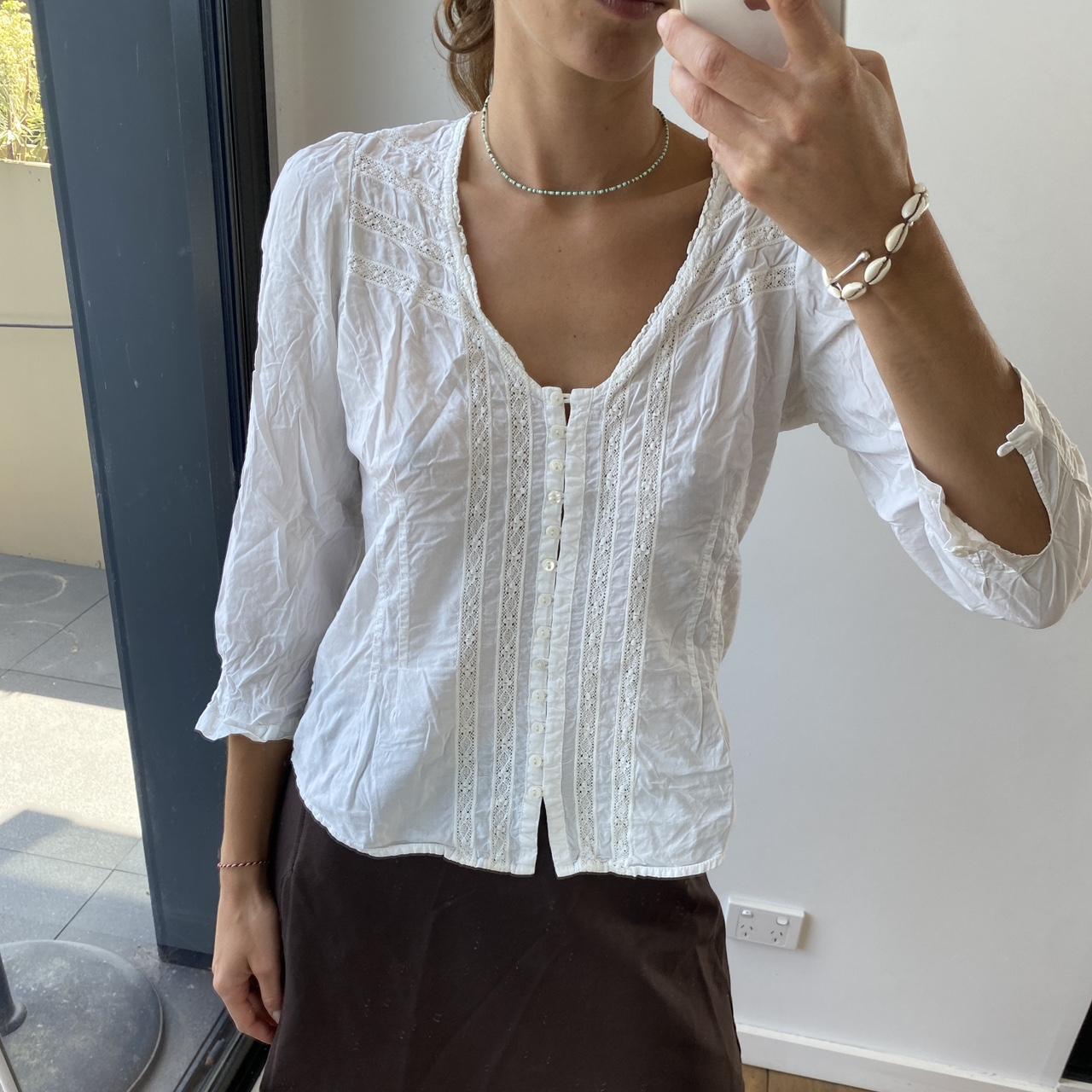 Zara cottage blouse with scoop neckline - Depop