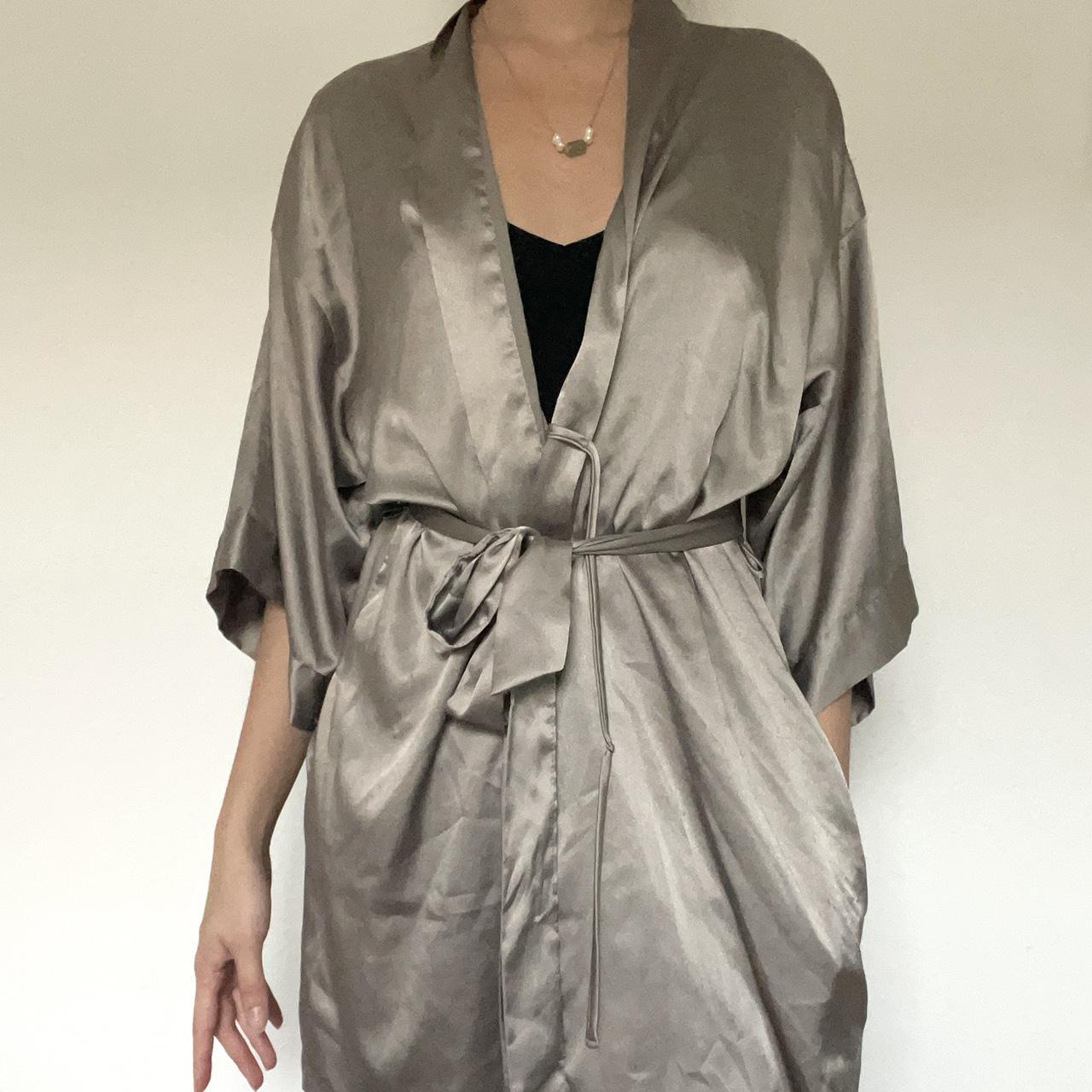 gray satin robe brand: victoria’s secret fits size... | Depop