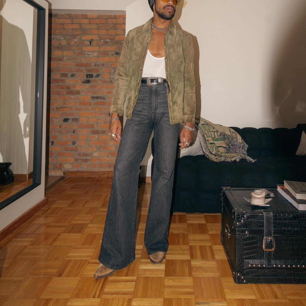 Forest Suede Jacket Deep green suede outer, lined,... - Depop