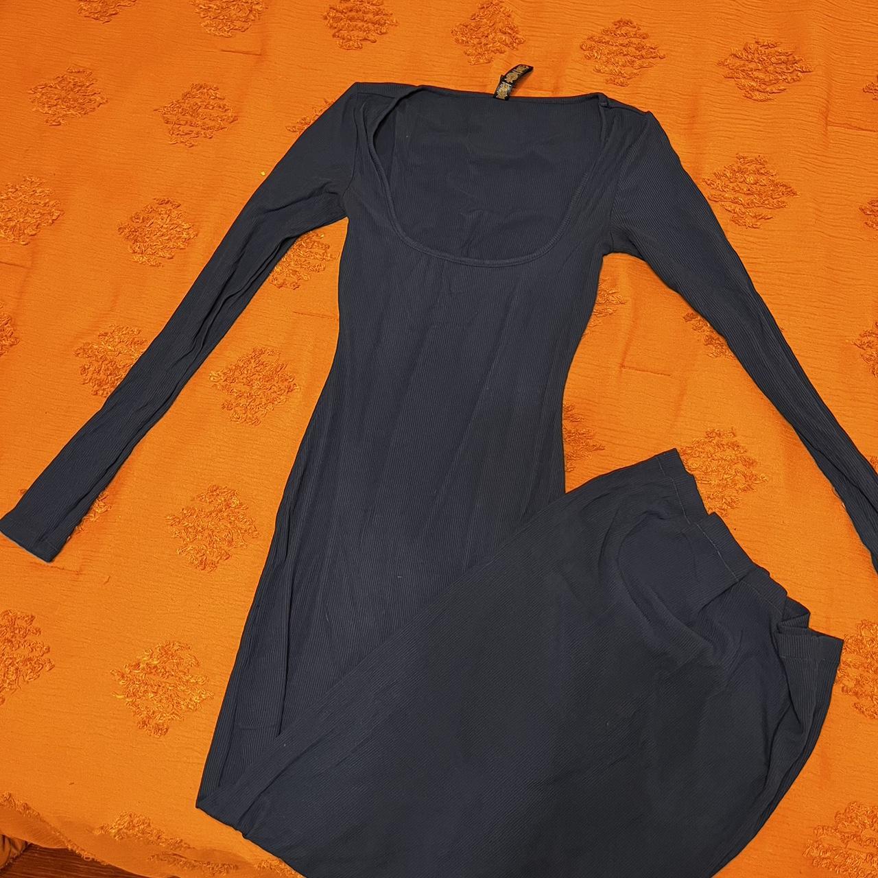 Skims cobalt blue bodycon dress with square neckline... - Depop