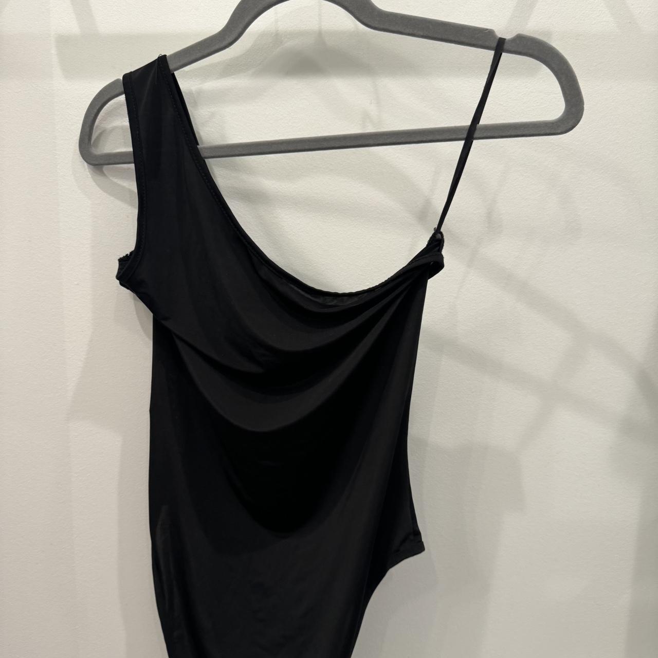 One shoulder black body suit! Size medium #black... - Depop