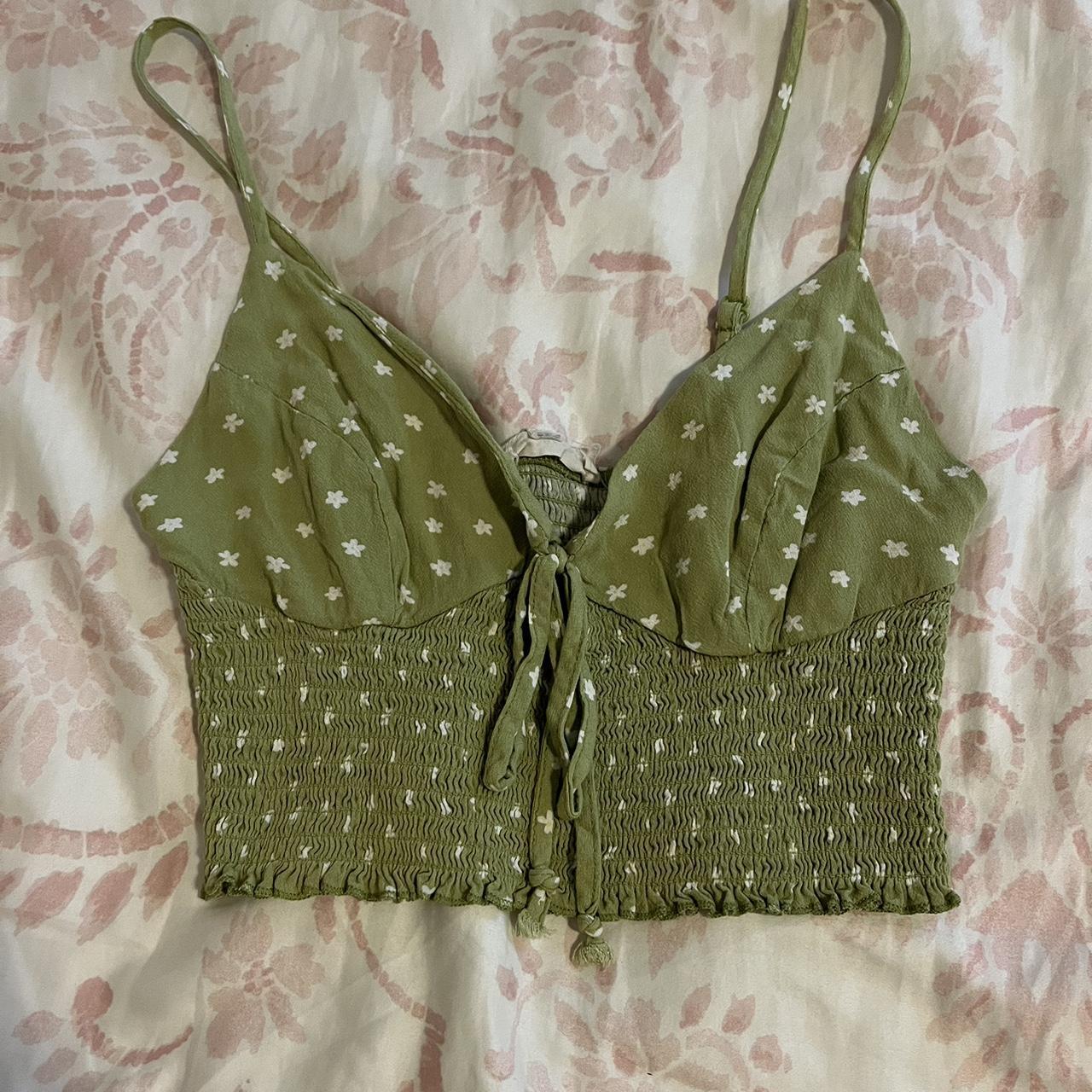 Pacsun green floral tank top #pacsun - Depop