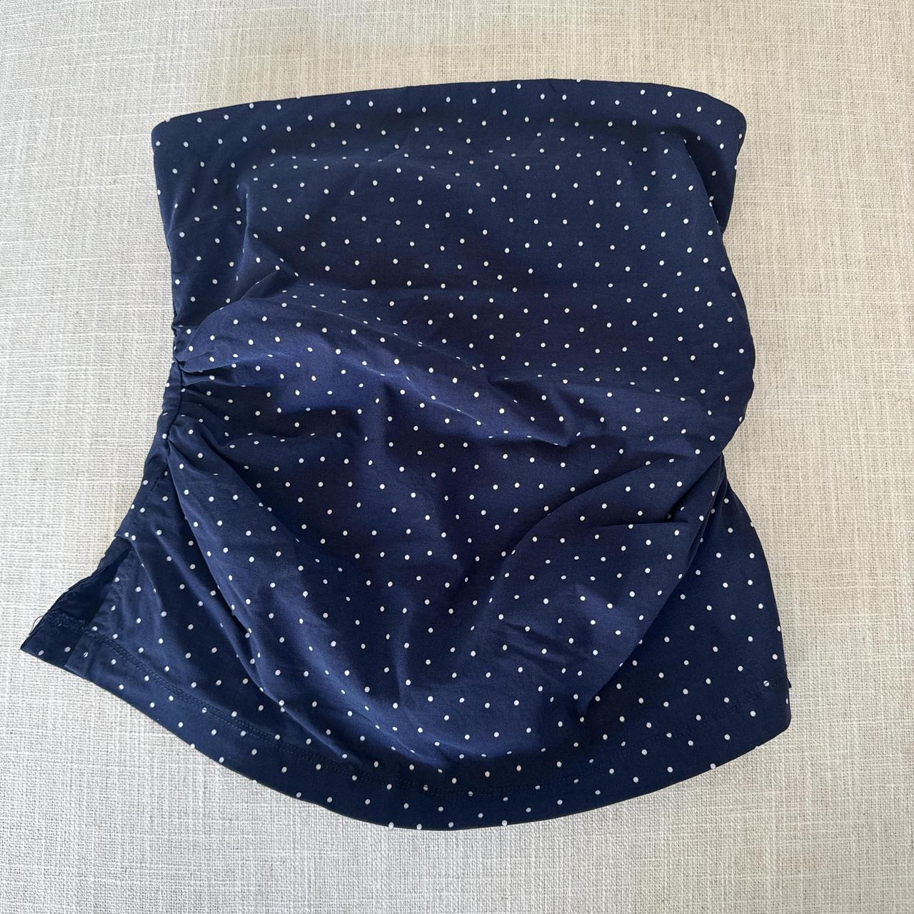 Super Navy blue tube top with white polka dots... | Depop