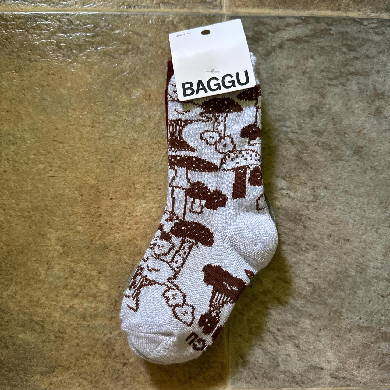 Baggu socks 3 pack Mushroom design, brownish red,... | Depop