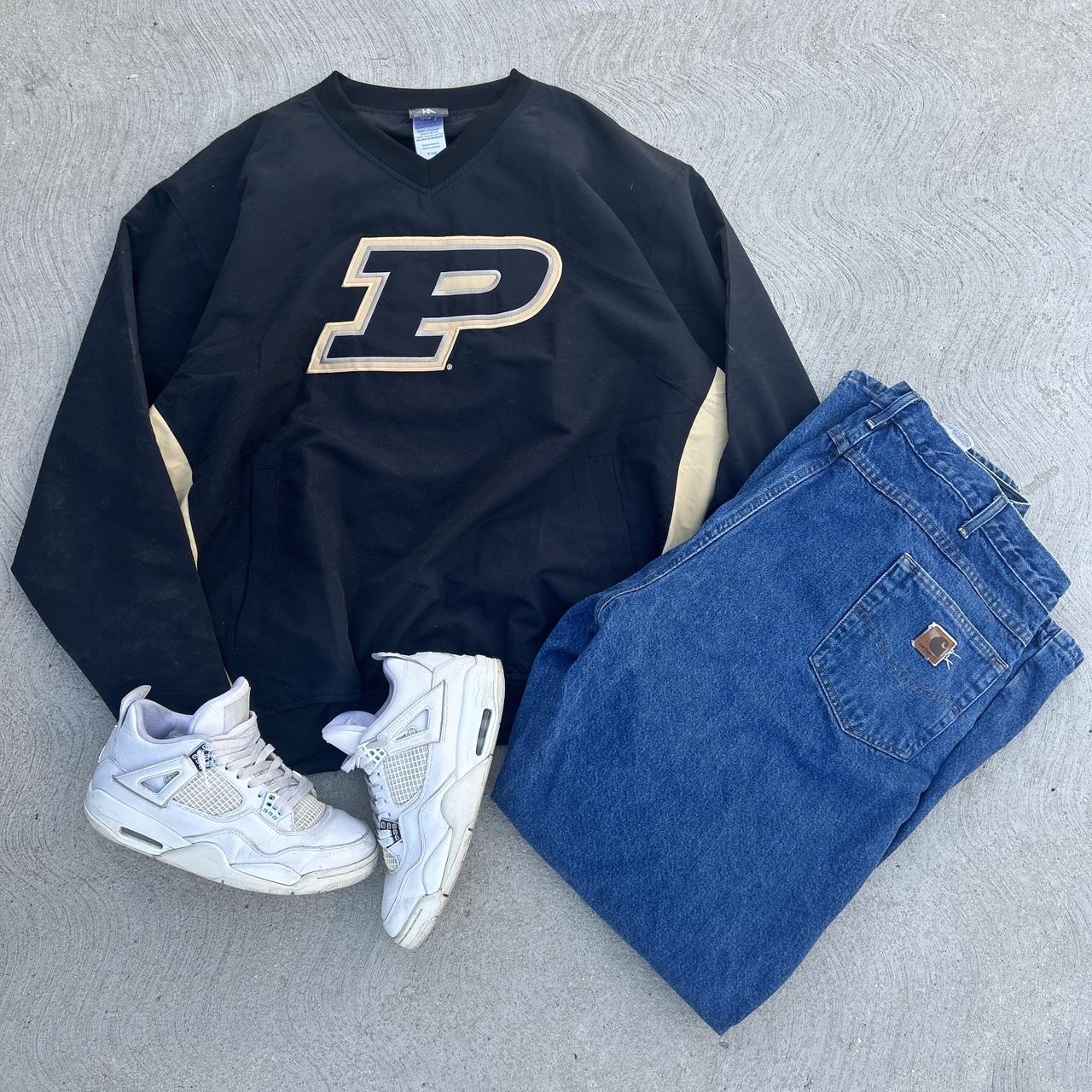 vintage purdue university black windbreaker size... - Depop
